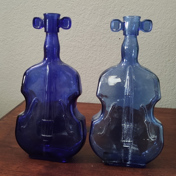 Accents | 2 Blue Vintage Violin Bottles Vases | Poshmark